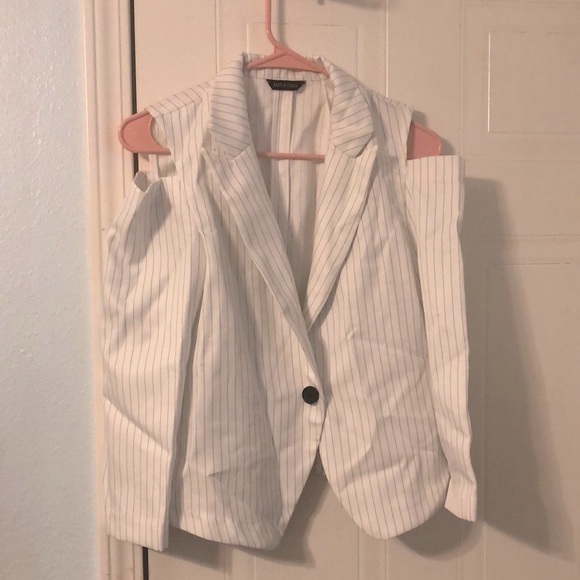 paul & Zera | Jackets & Coats | Paul Zera White Shoulderless Blazer ...